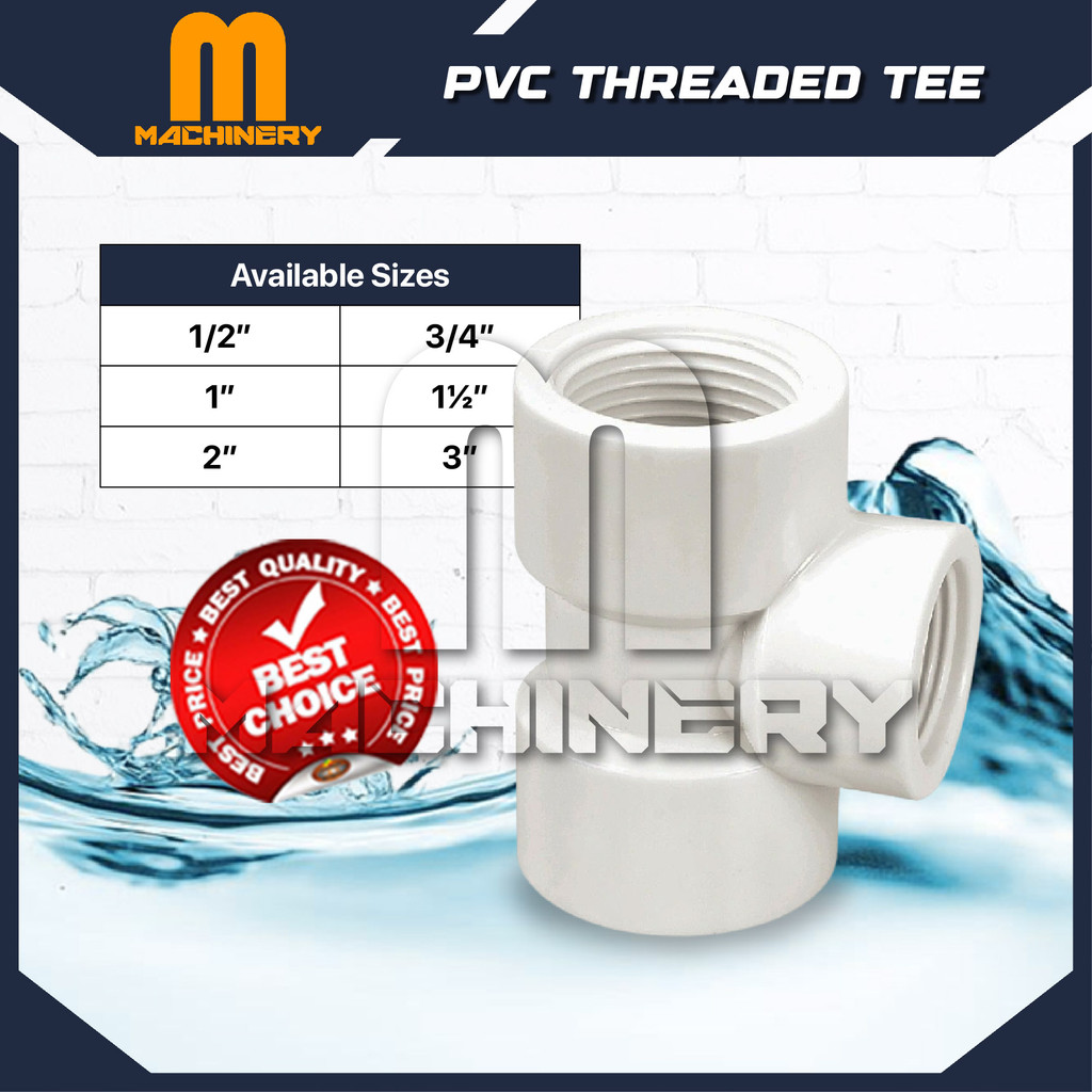 M.Machinery 1/2" 1 PVC Threaded Tee Connectors Garden Water Pipe ...