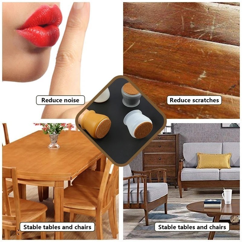 1pc/4Pcs Useful Table Leg Pad Cover Silicone Rubber Feet Round Chair ...