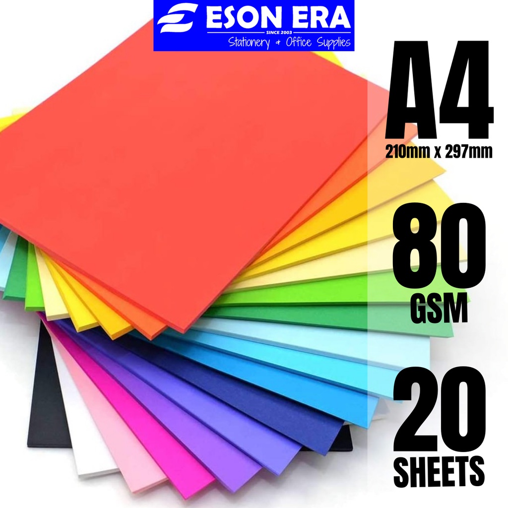 Colour Paper 80gsm A4 20sheets / Pack Kertas Warna | Shopee Malaysia