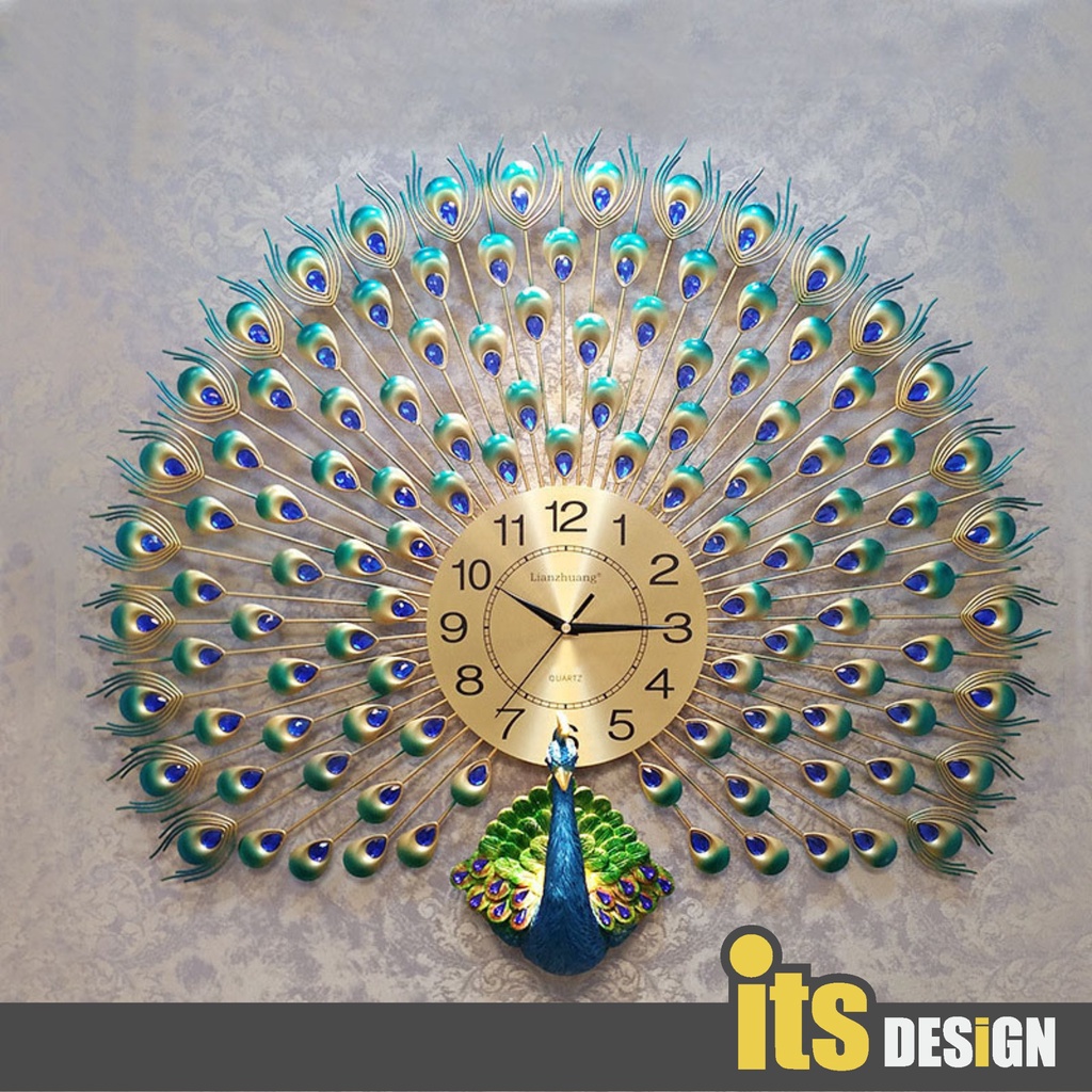 Peacock Wall Clock Jam Dinding Besar Ruang Tamu Jam Dinding Hiasan Wall ...