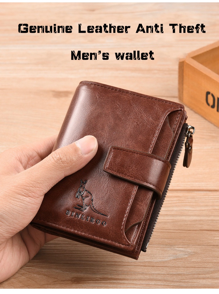 Men's Coin Purse Wallet Fashion RFID Blocking Man Leather Wallet Zipper ...
