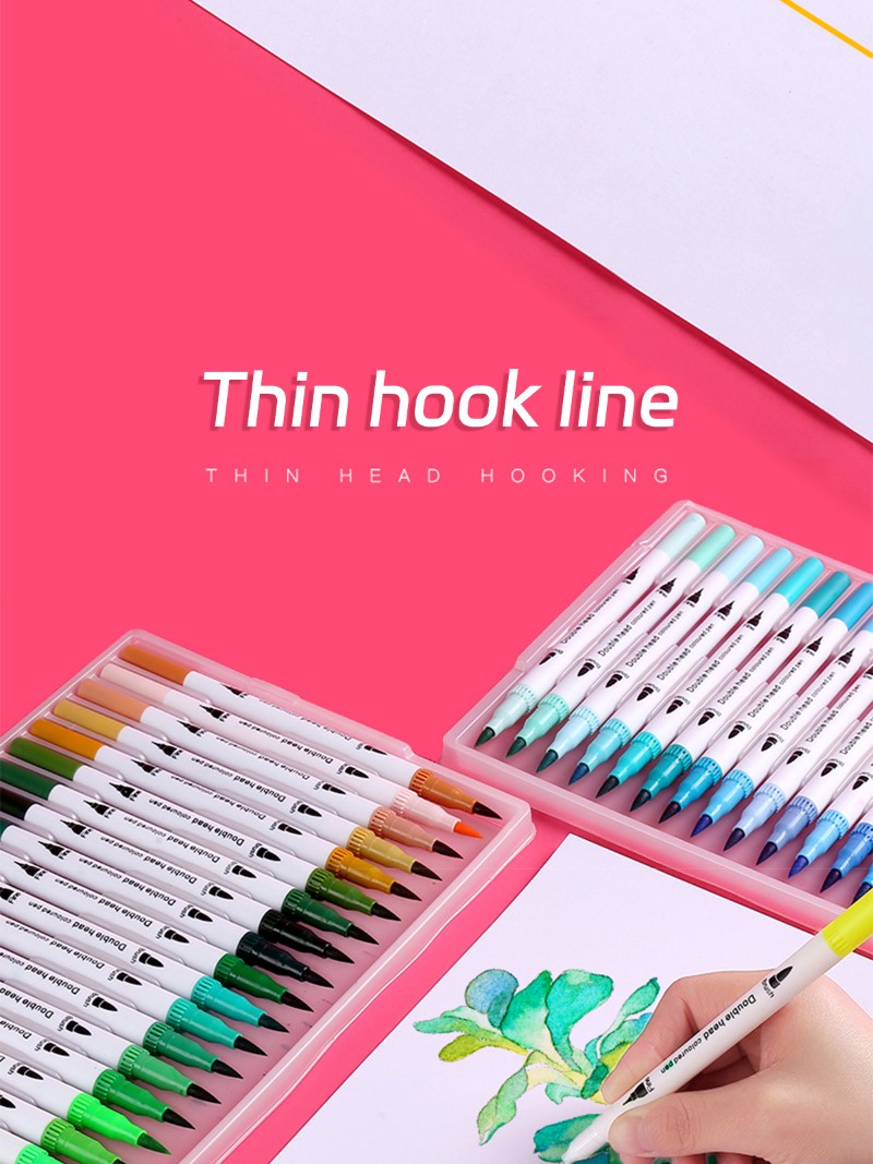24/36/48/60/80/100 Color Dual Tip Markers – Watercolor Brush Pens for ...