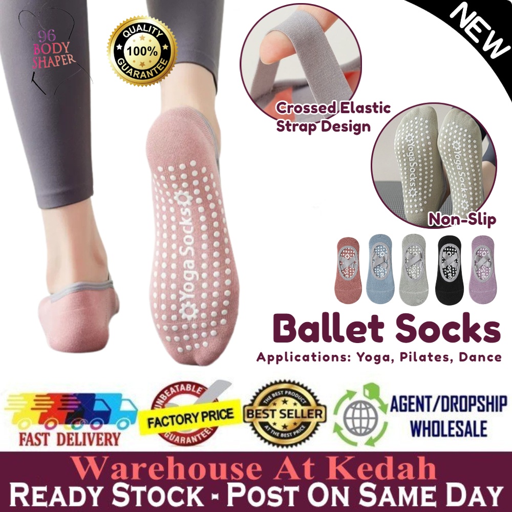 Women Anti-Slip Stocking Elastic Strap Ballet Yoga Socks Stockin Sukan ...