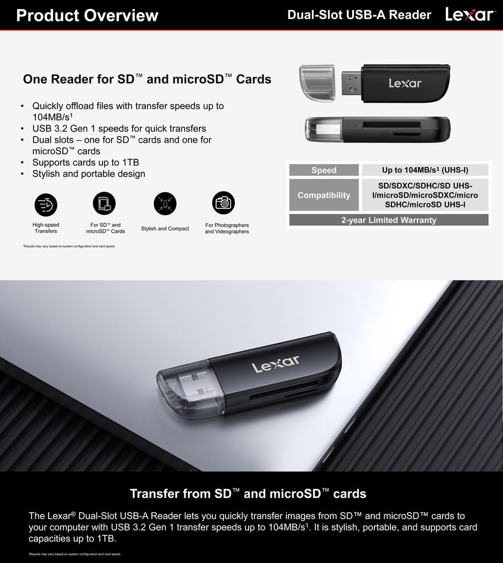 Lexar RW300 One Reader for SD and microSD Cards | Shopee Malaysia