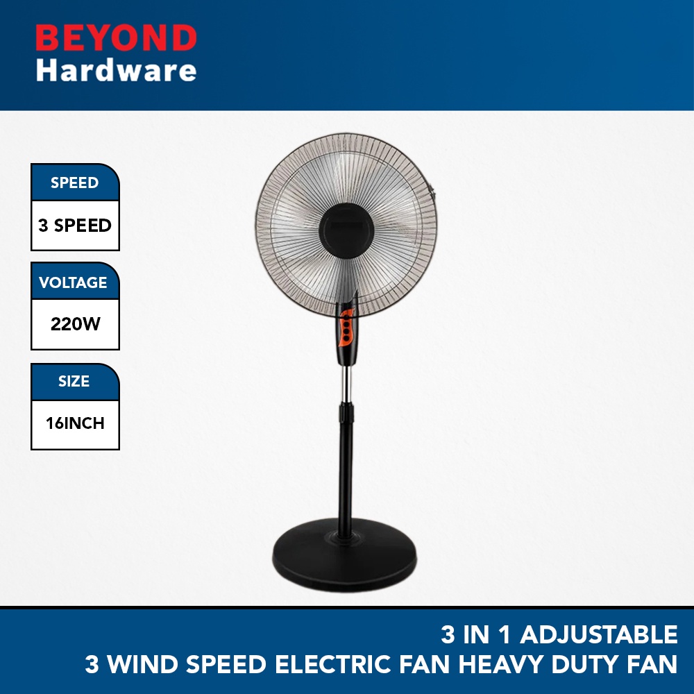 16 Inch Floor Standing Electric Fan Three Level Wind Speed Adjustable ...