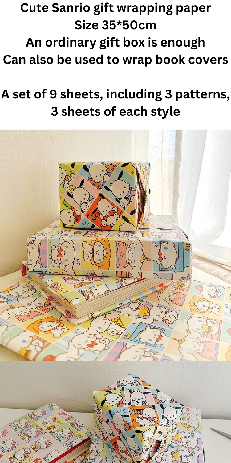 Birthday Sanrio Wrapping Paper Present Gift Paper Wrappers Book Cover ...