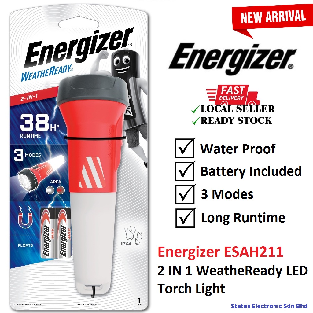 Energizer 2 IN 1 WeatheReady Portable Emergency LED Torch Light with ...