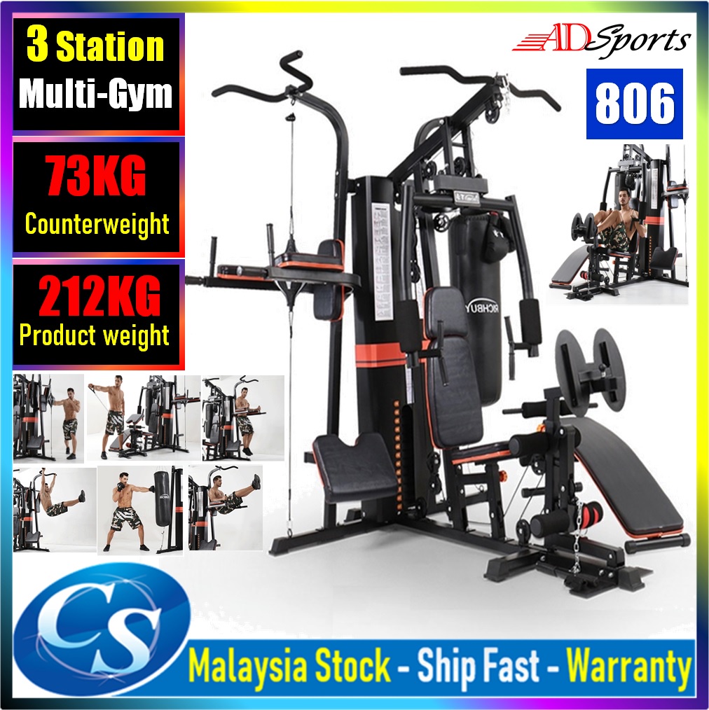 ADSPorts 806 ( 3 Station ) Gym MultiFunction Workout Station Boxing Bag ...