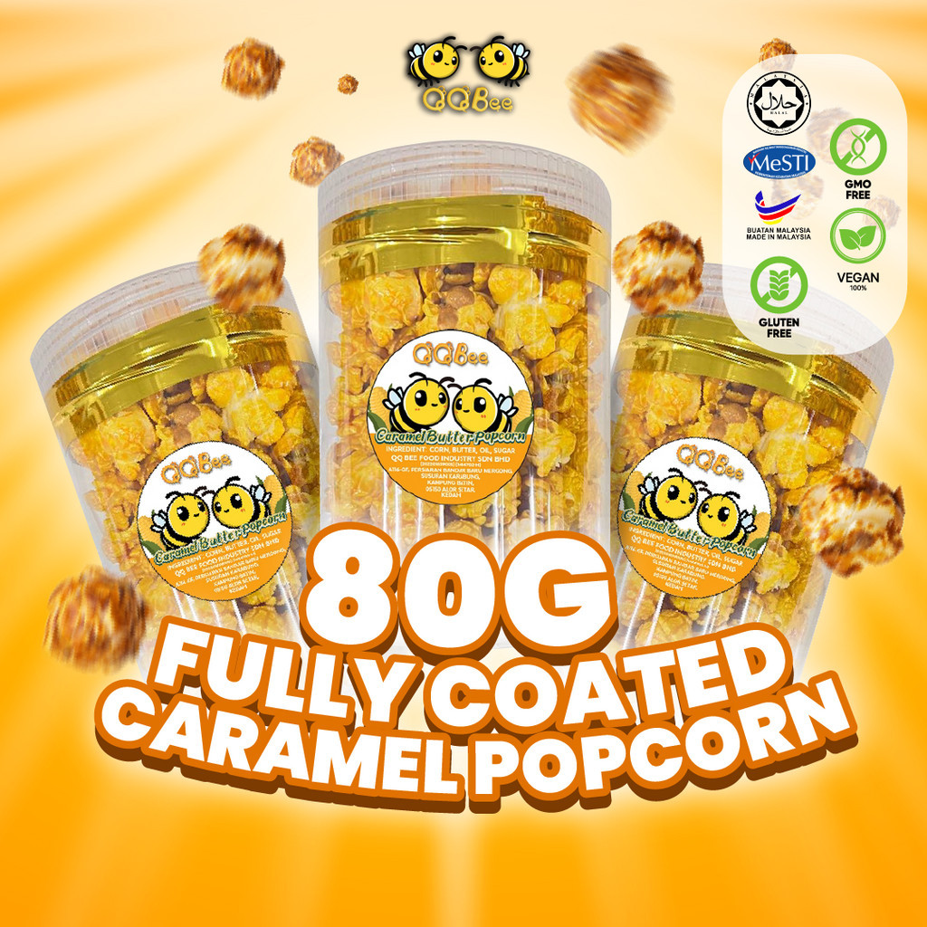 QQBEE TURKEY Popcorn Caramel 80g Fully Coated Mushroom Caramel Popcorn ...