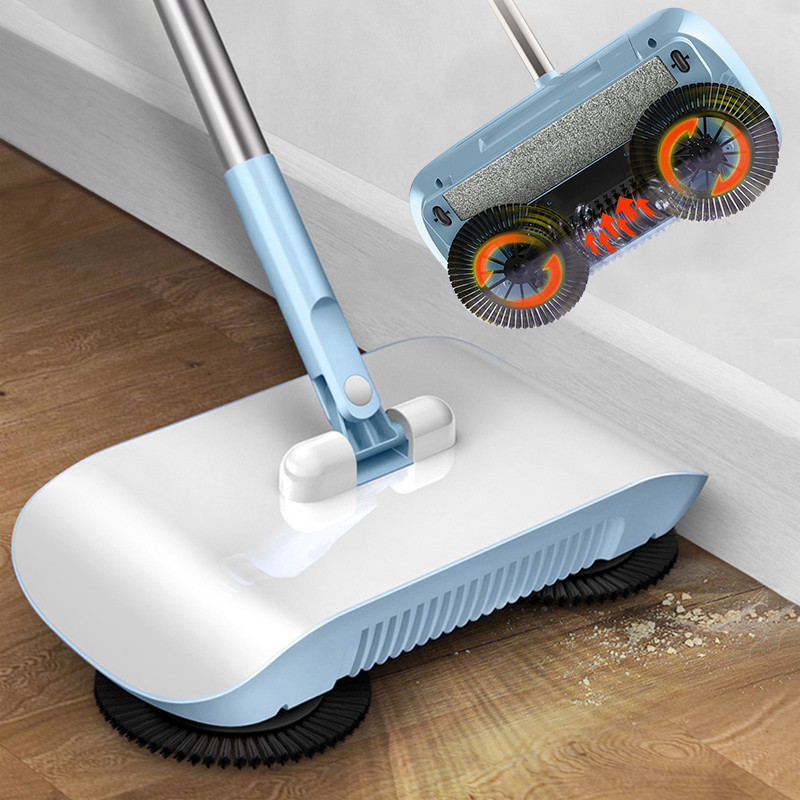 {3-in-1} Hand Push Sweeper Broom Set + 2 Microfiber Cloth Automatic ...