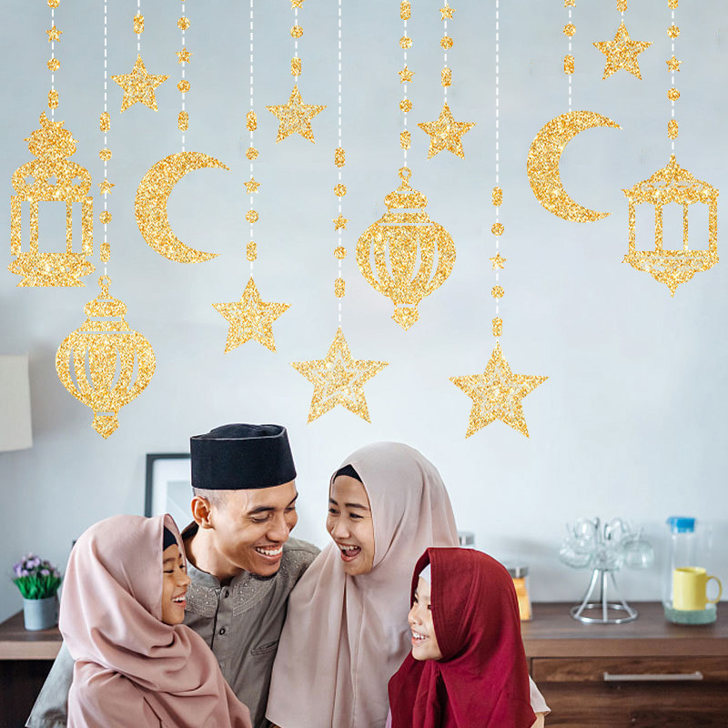 6pcs/1set Ramadan Hanging Pendants Raya Star Moon Banner Ornaments Eid ...