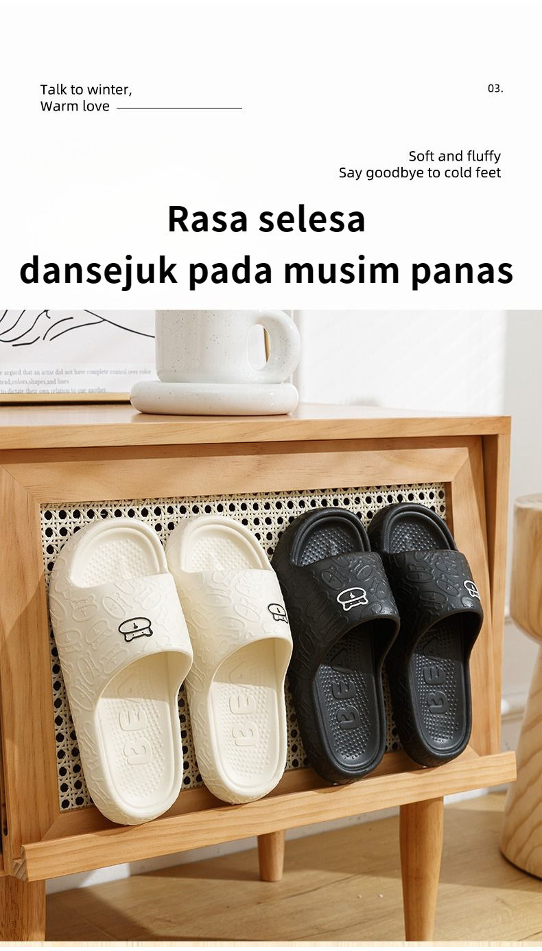 【Ready Stock In Malaysia】Selipar Wanita Cute Bear Indoor Slippers Soft ...