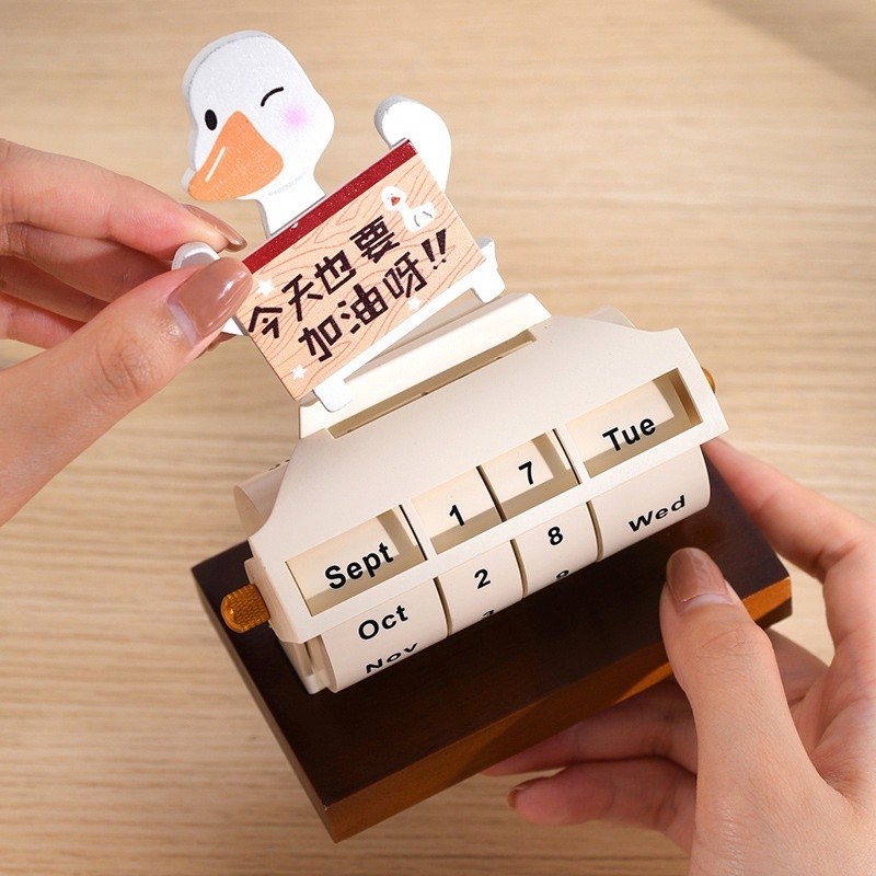 Calendar for Desk Wooden Wheeling Calendar Month Week Day Date Display ...