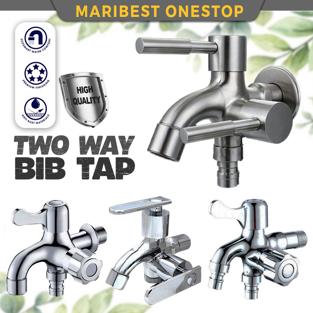 Two Way Water Tap Bib Tap Bathroom Faucet Kepala Paip Air Double Two ...