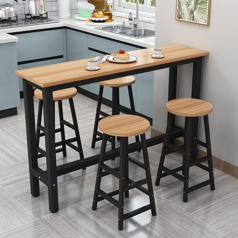 Daily Like | [120x40x100cm] Simple Wooden Bar Table with Steel Frame ...