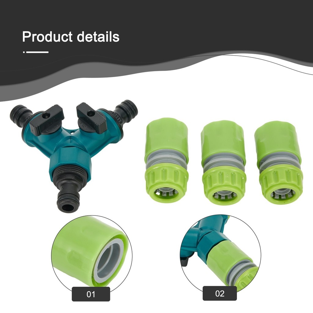Water Pipe Splitter Plastic Y-Shaped 3-Way Lawn Connectors Quick Hose ...