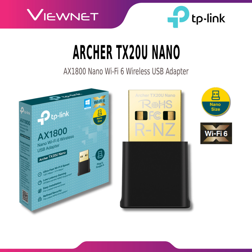 TP-LINK ARCHER TX20U NANO AX1800 NANO WI-FI 6 DUAL BAND WIRELESS USB ...