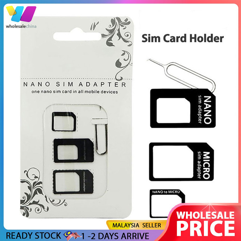 Universal 4 in 1 Nano Micro Sim Holder Adapter With Tool Pin SIM Card ...