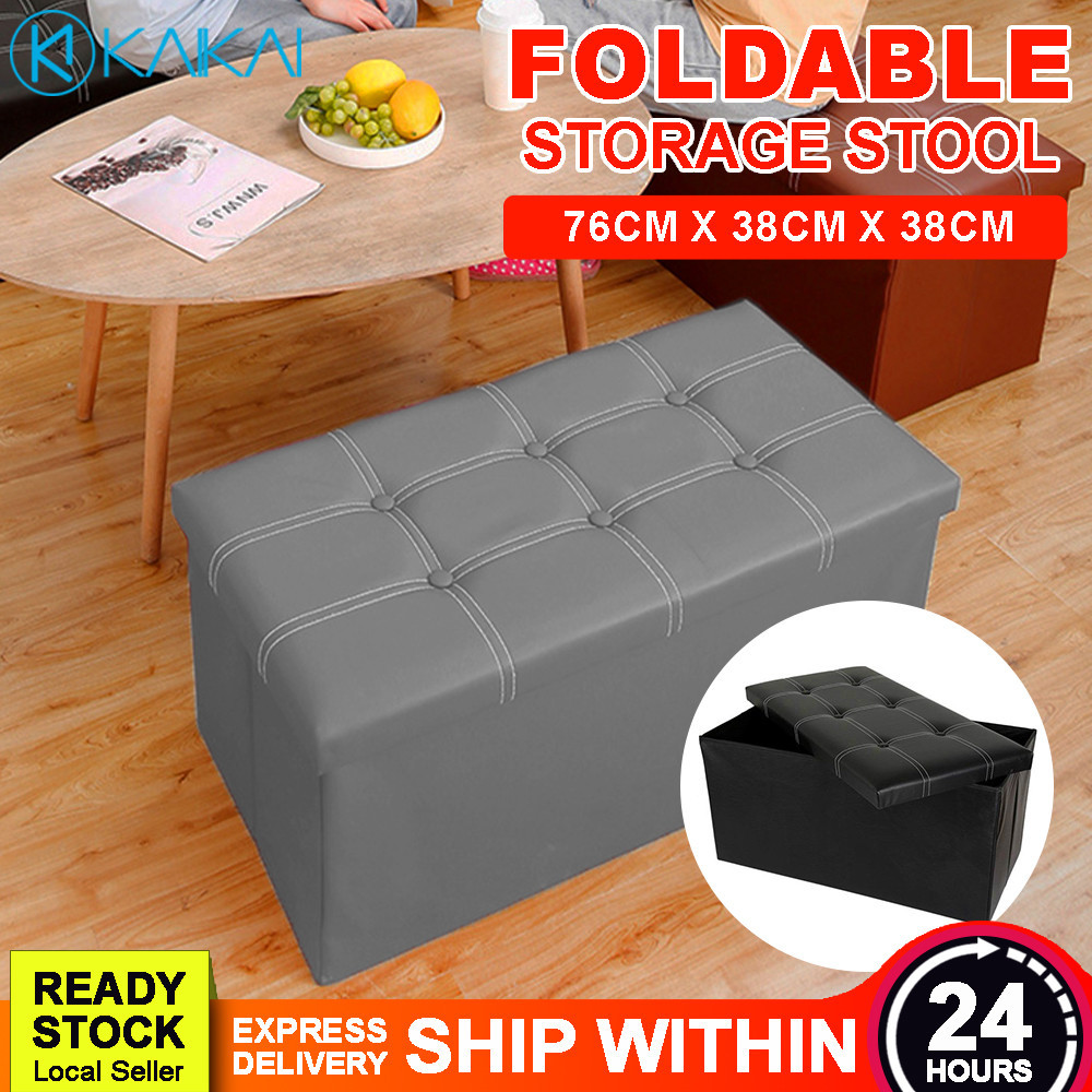 🔥 SUPER LARGE 🔥 110L 2 In 1 PU Leather Storage Stool Chair Foldable ...