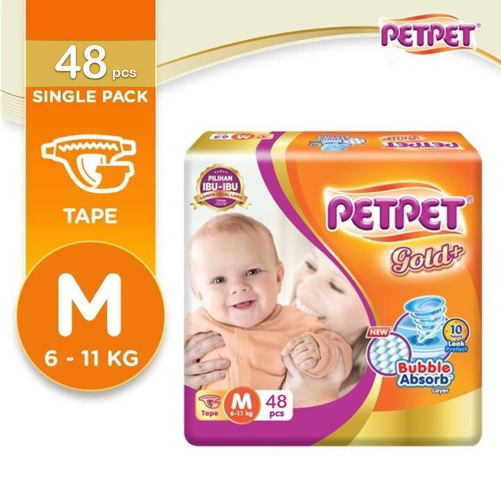 PetPet Tape Diaper Gold+ Jumbo Pack M48 / L44 / XL38 | Shopee Malaysia
