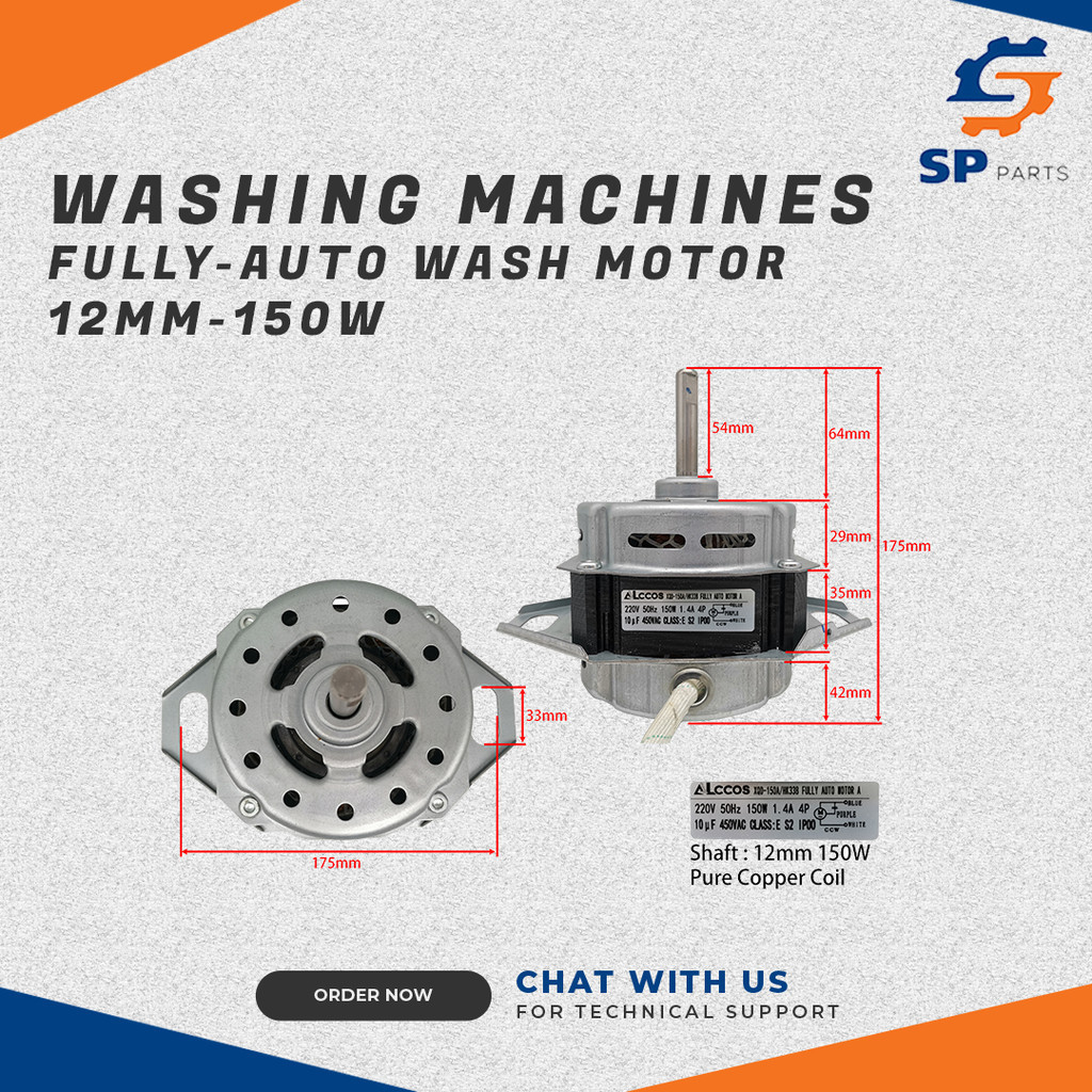 Universal Washing Machine Fully Auto Wash Motor 100% PURE COPPER 12MM ...