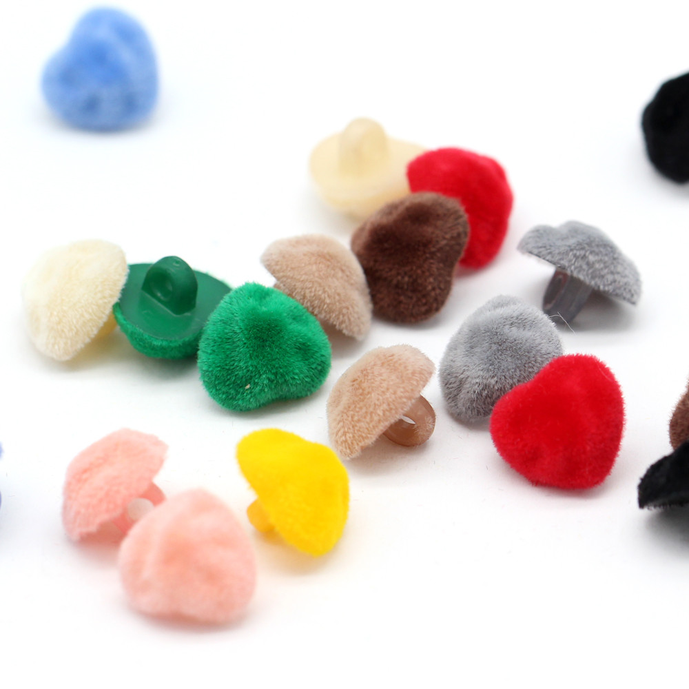10Pcs/set 12mm Colorful Flocking Heart Pearl Buttons for Clothing Cute ...