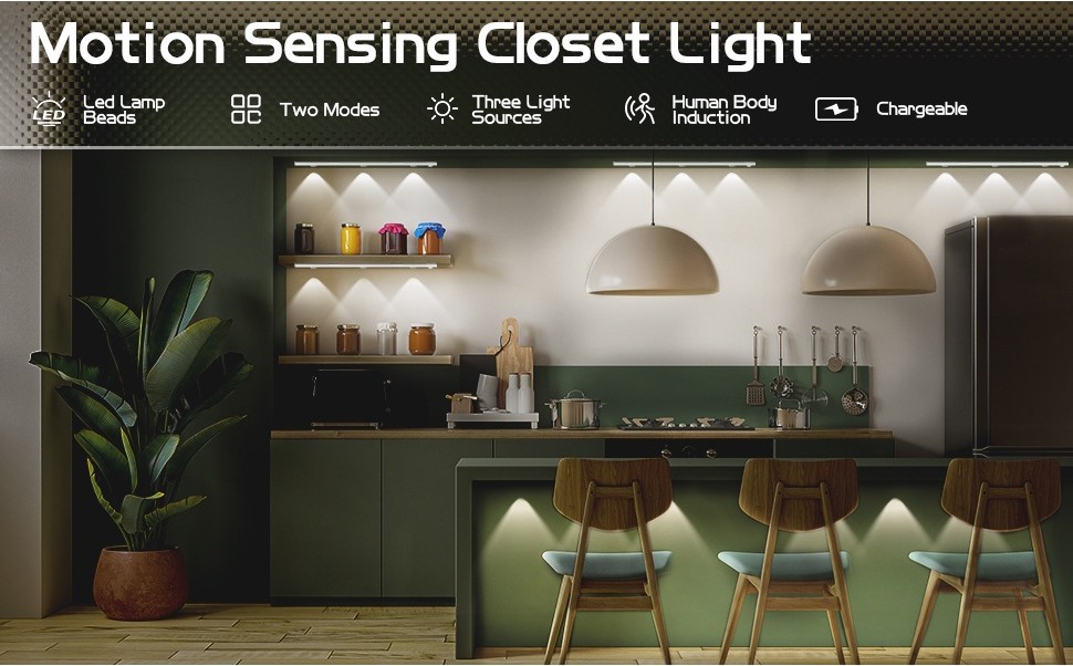 UNOLUX Kitchen Cabinet Motion Sensor Light 3 Color Dimmable ...