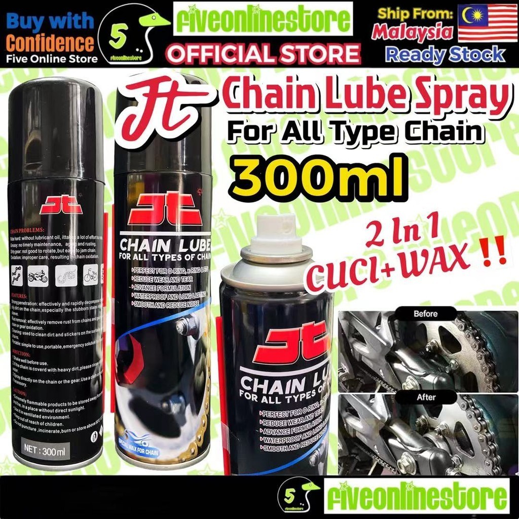 JT Chain Lube Chain Cleaner Lubricant 300ML For O-RING X-RING Z-RING ...