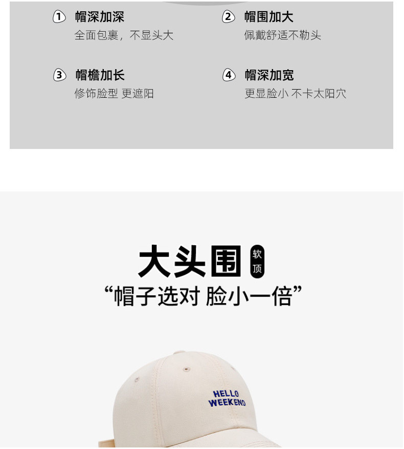 2024 Baseball Cap Extra Large Version Small Face-Appearing Travel Big ...