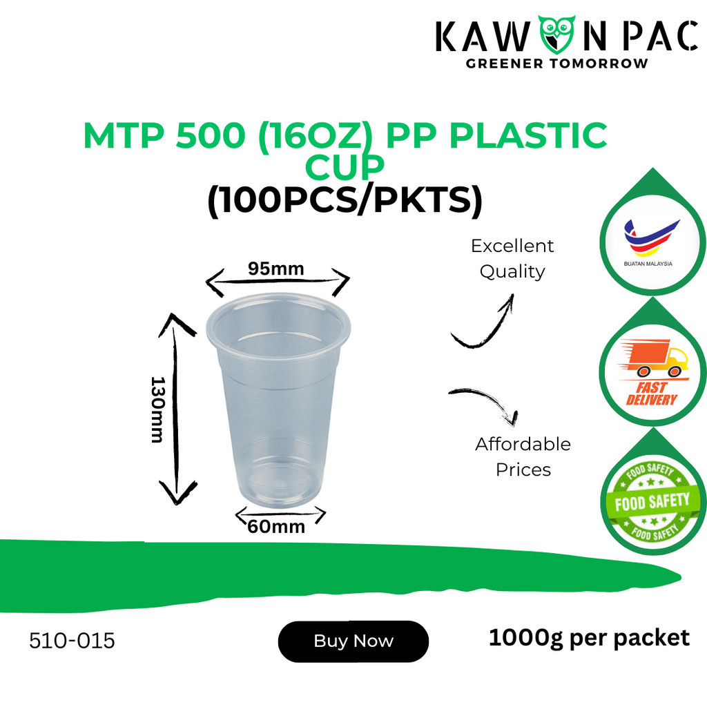 MTP 500 (16OZ) PP PLASTIC CUP, (100PCS X 1PKTS) | Shopee Malaysia