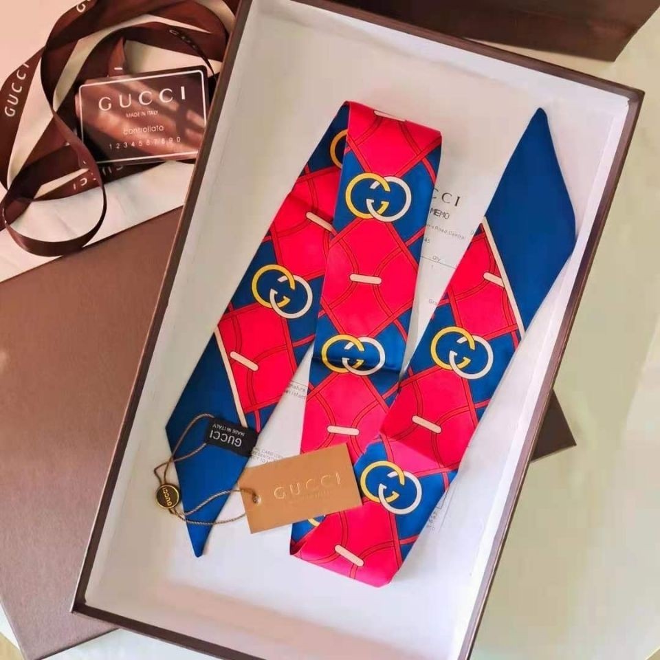 GUCCI 20251 New Thin Narrow Long Strip Small Scarf Versatile Headband ...