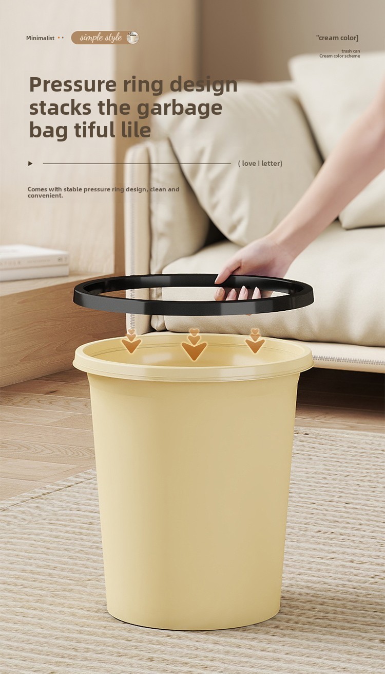 JIANJIA Simple bedroom large opening pressure ring garbage bin thick ...