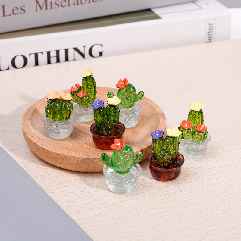1/4Pcs Mini Cactus Resin Figurines Ornament - DIY Microlandscape Garden ...