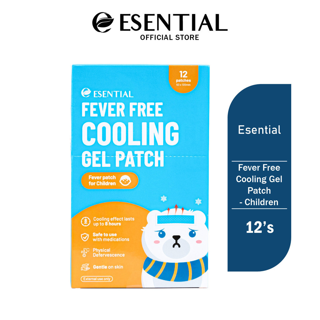 ESENTIAL Children Fever Free Cooling Gel Patch 12's For body heat ...