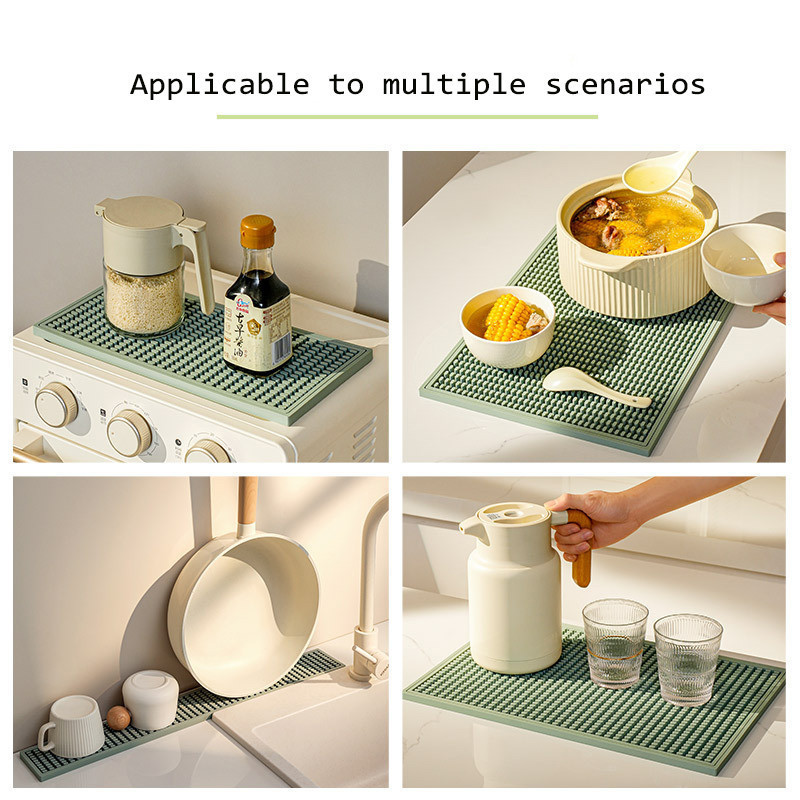 Anti-slip Bottom Dish Drying Mat for Kitchen Counter, Dish Drainer ...