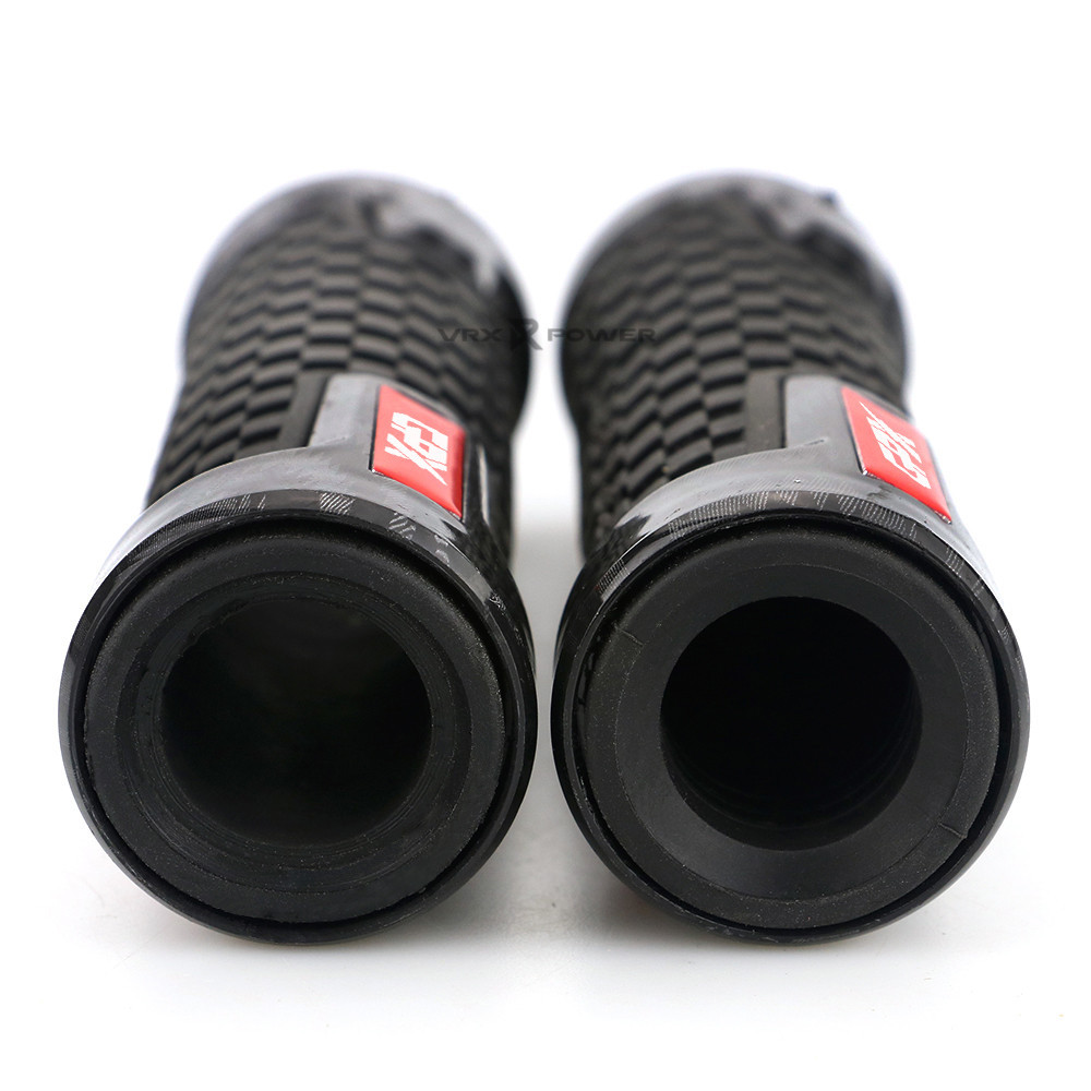 Motorcycle 7/8" 22mm Handlebar Grips Carbon Fiber Pattern Rubber Gel ...