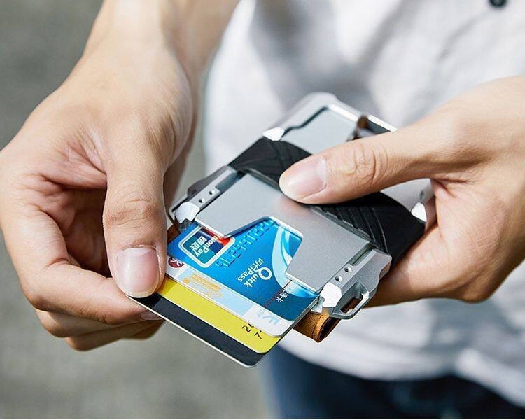Minimalist Wallet Genuine Leather and Metal Aviation Aluminum Rfid ...