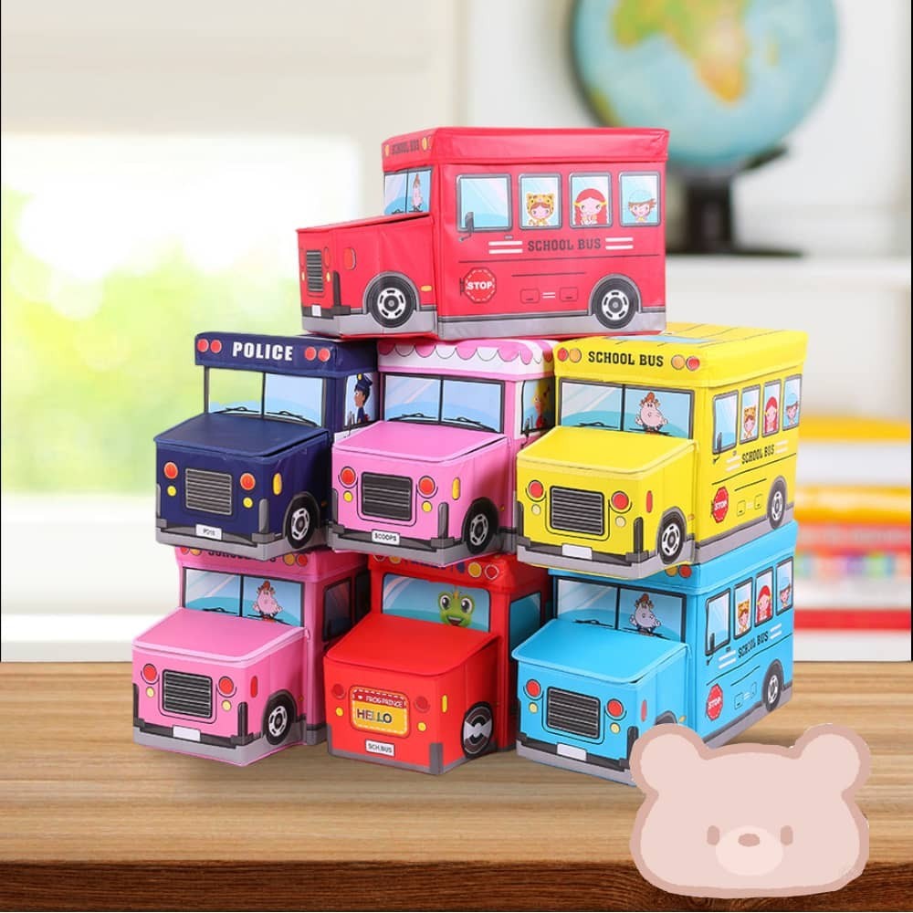 Kids Vehicle Toy Storage Box Foldable Toy Storage Car Books Organizer ...