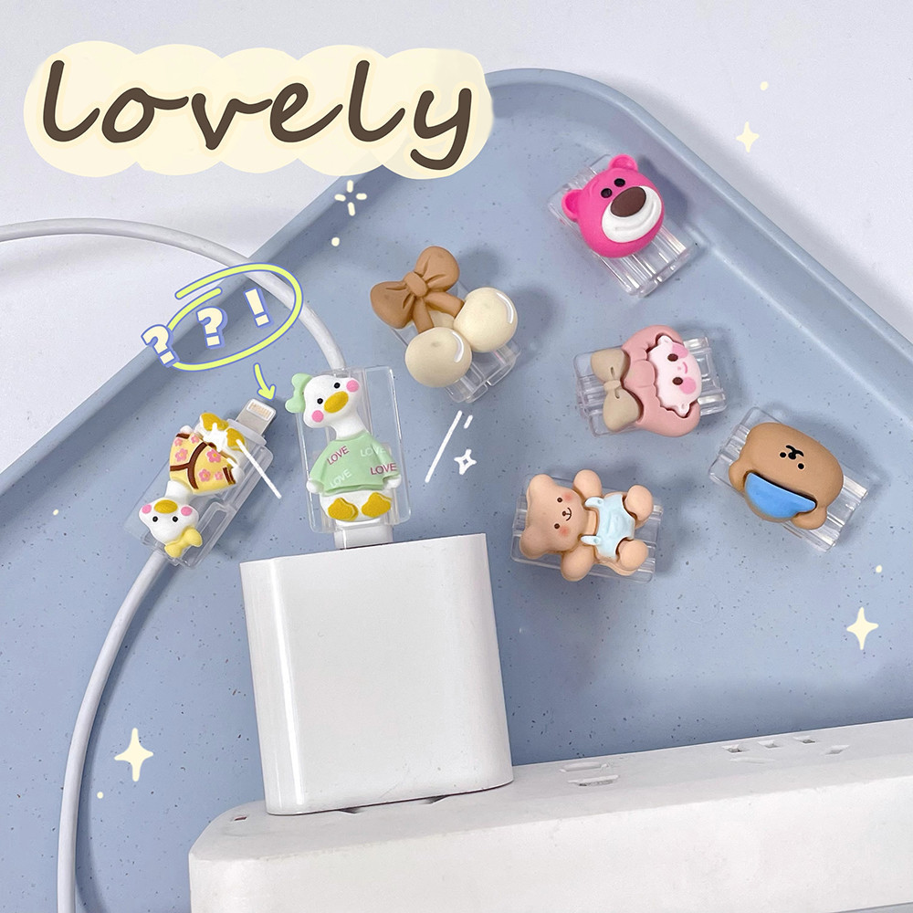 Cute Cartoon Bear Cable Protector USB Charger Protector Cable Organizer ...