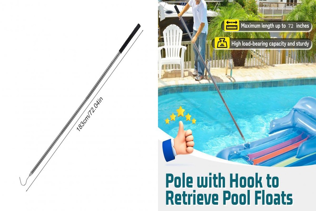 ALINA Pool Item Retrieval Tool Stainless Steel Pool Cleaning Hook ...