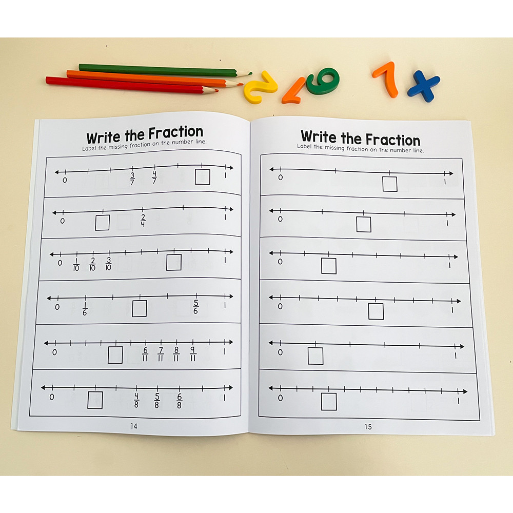 32 Pages Fractions Workbook for Kids Learning Basic Fraction Math ...