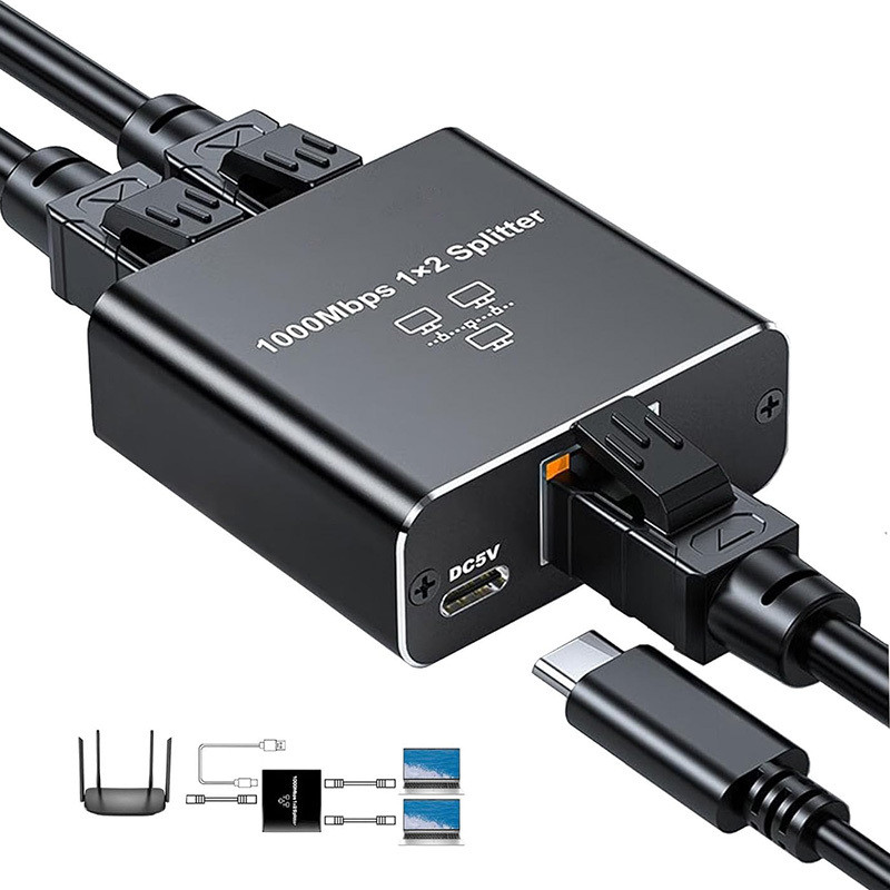 Rj45 Splitter 1 in 2 out 1000M Gigabite Ethernet Splitter Extender ...