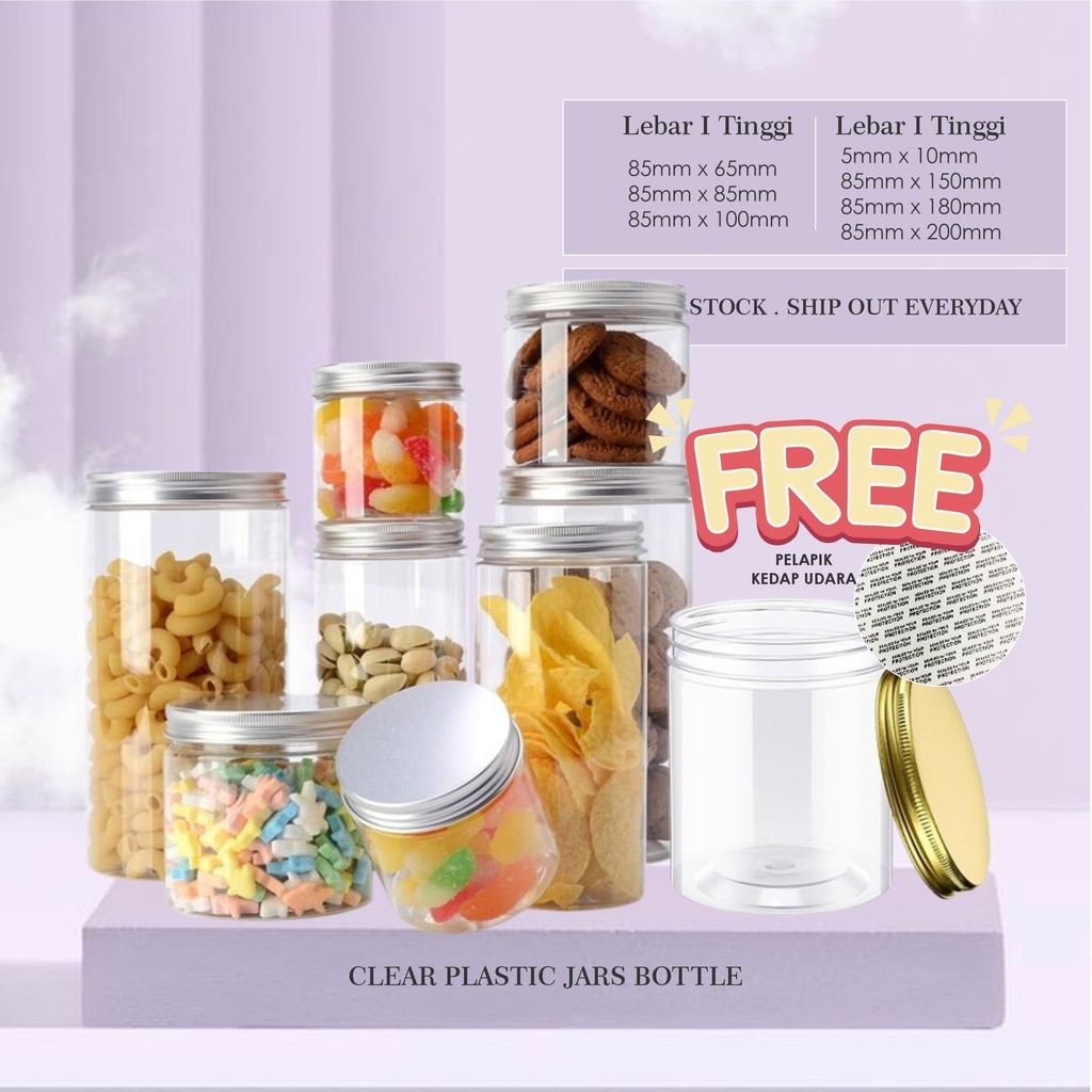 CK 10 PCS Balang Kuih Raya Plastik Bekas Kedap Udara Choco Bulat Bekas ...