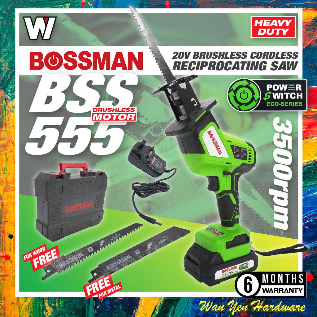 BOSSMAN 20V Cordless Reciprocating Saw BSS555 / Saber Saw BSS 555 ...