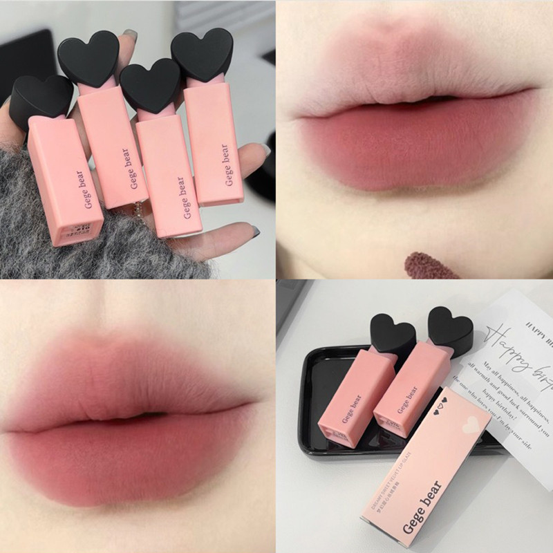 Gege Bear Dream Sweetheart Velvet Lip Glaze Delicate Soft Mist Lip Mud Non-stick Cup | Shopee ...