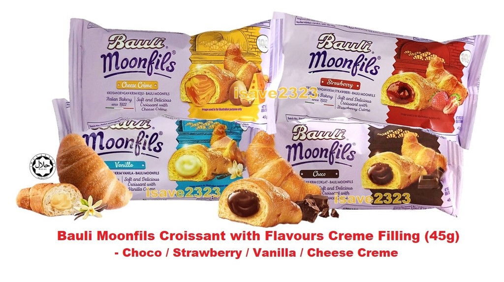 [HALAL] Bauli Moonfils Croissant with Cream (45g) - Choco / Strawberry ...
