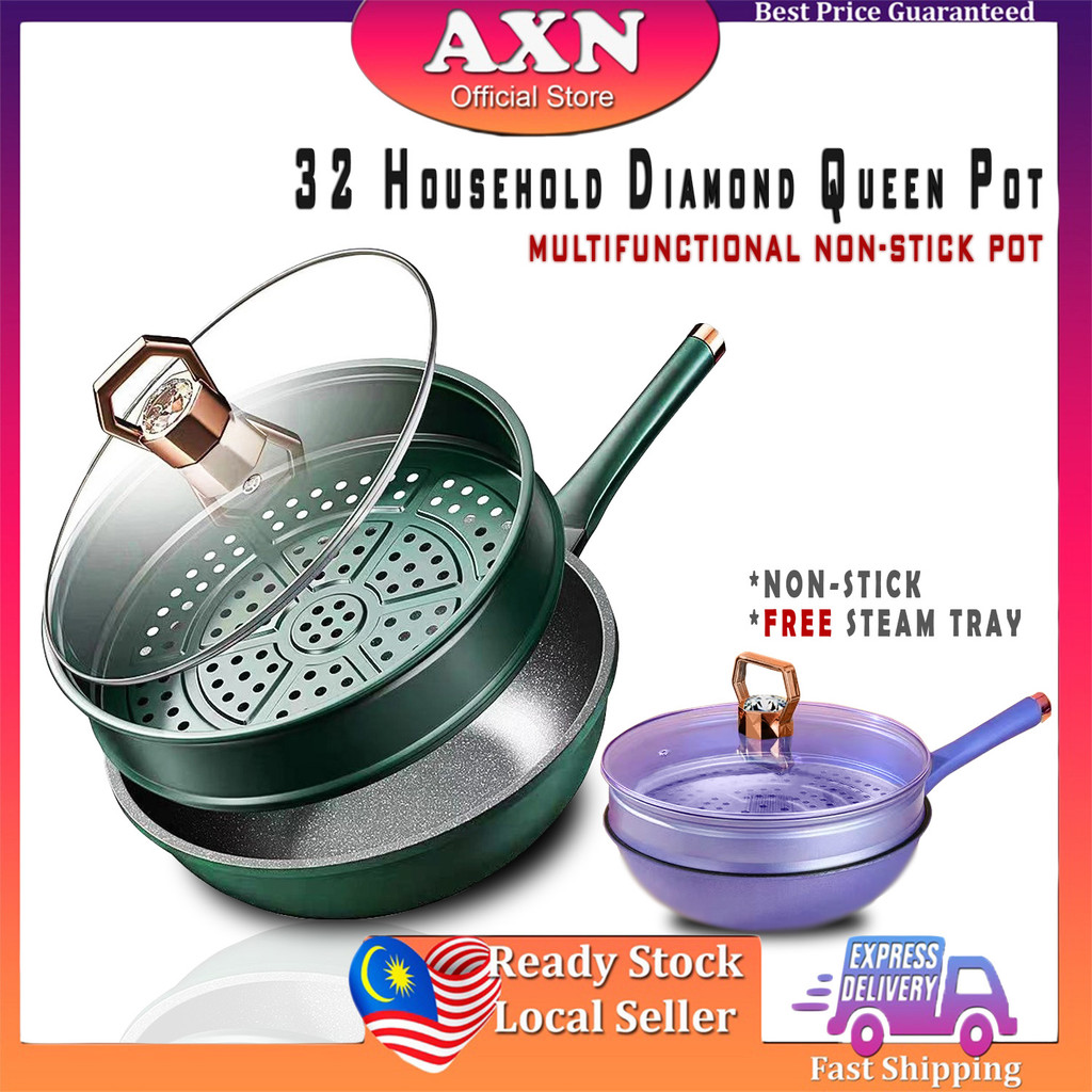Axn 32" Household Queenn Nonstick Pot Steamer, frying pan pot with ...