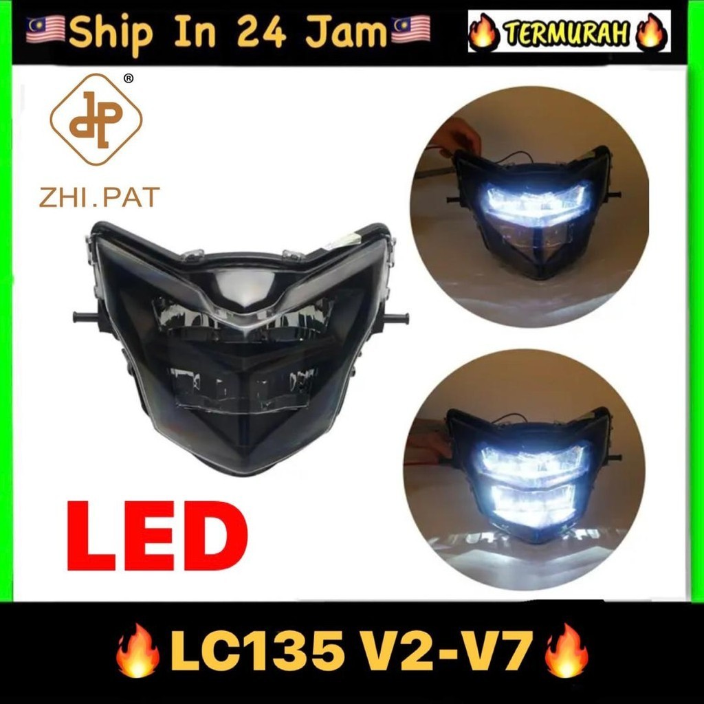 LED HEAD LAMP LC135 LC V2 V3 V4 V5 V6 V7 Lampu Depan HeadLamp Terang Head Light Yamaha LC 135 H4 ...