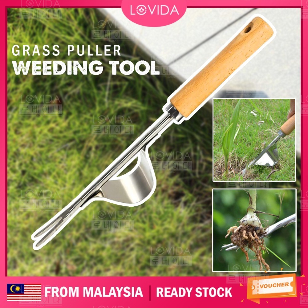LOVIDA Stainless Steel Grass Puller Hand Tool Home Garden Lawn Fork ...