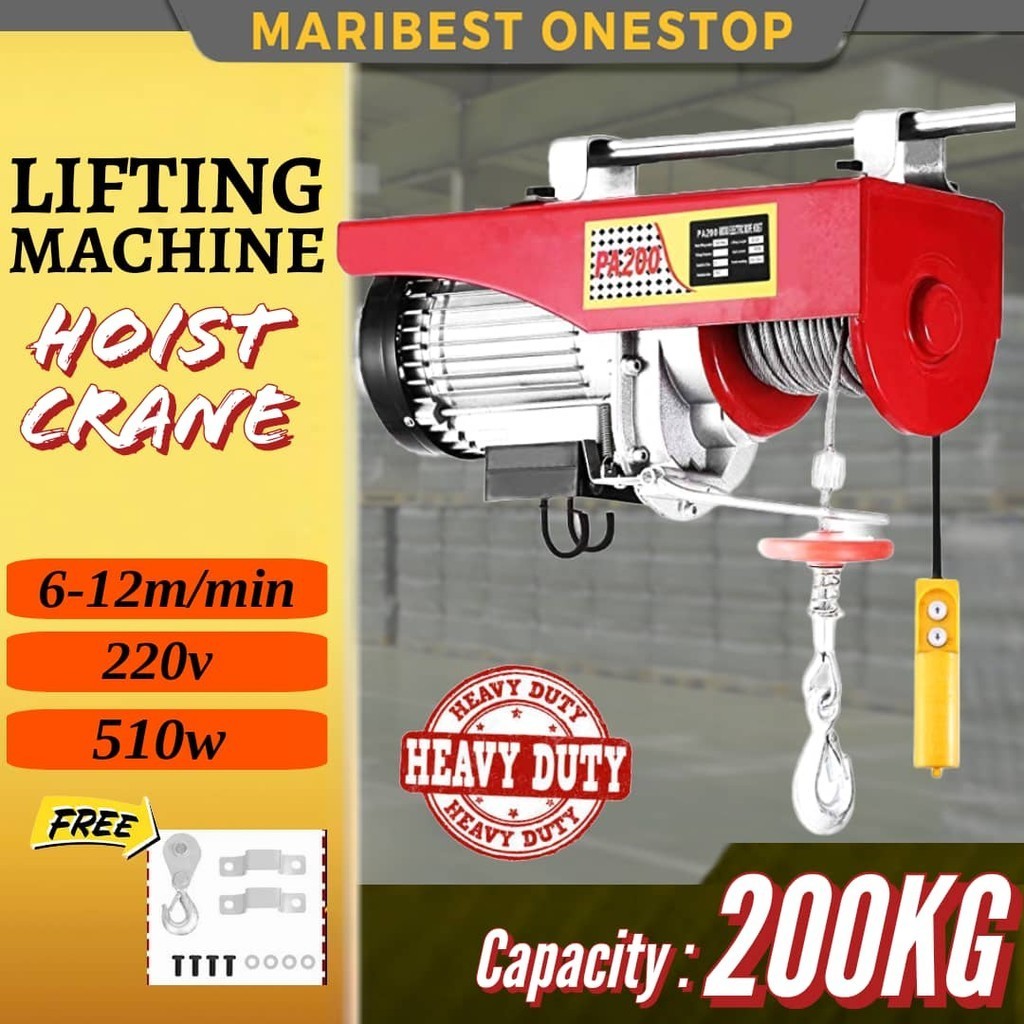 200kg 510w Wire Rope Electric Hoist Cable Lifting Crane Remote Control ...